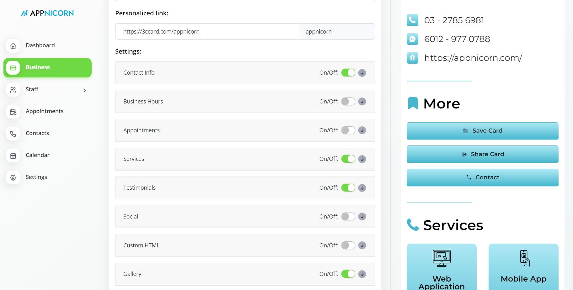 Digital Business Card | Contactless Virtual Name Card | Appnicorn